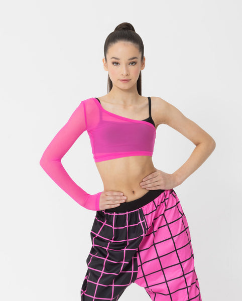 Studio 7, EDEN SINGLE SLEEVE CROP, Hot Pink, Childs, CHCT20 – Dance & Play